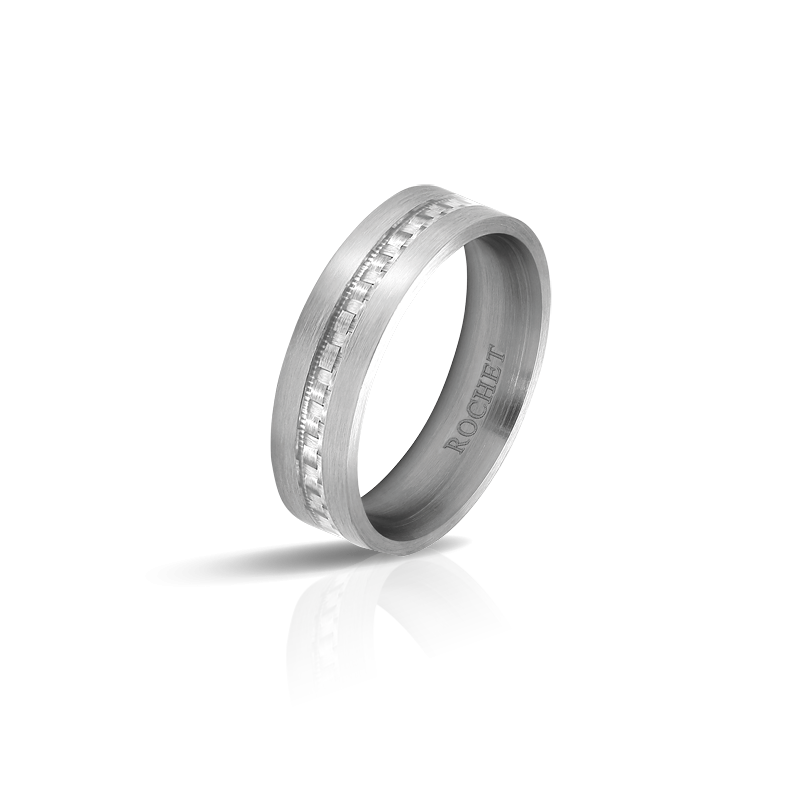 ROCHET BIJOUX RING STEEL APOLLO 6MM SATINED STEEL/WHITE CARBON ...